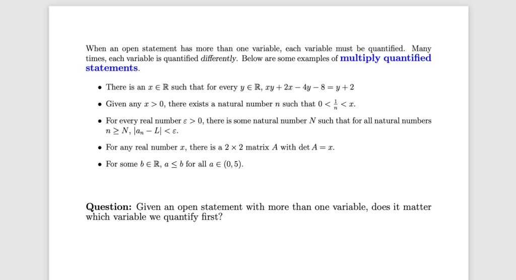 An Introduction to Multiply Quantified Statements | Department of ...